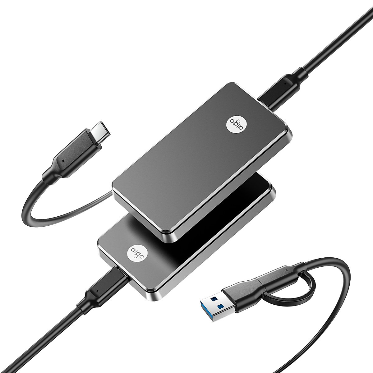 aigo External SSD 1TB Portable SSD Up to 2000 MB/s Read USB 3.2 Gen 2x2 USB-C USB-A External Solid State Drive Dust-Resistant Type-C Smartphone Windows PS5 Xbox PS4