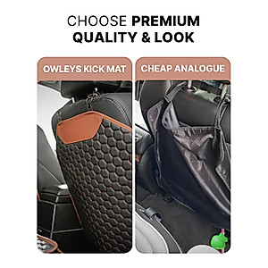 Owleys Premium Leather Car Seat Protector for Back Seat - Back Seat Cover for Kids - Car Kick Mat - Back of Seat Protector for Kids Feet Car Seat Back Protector - 1 Pc Hexy