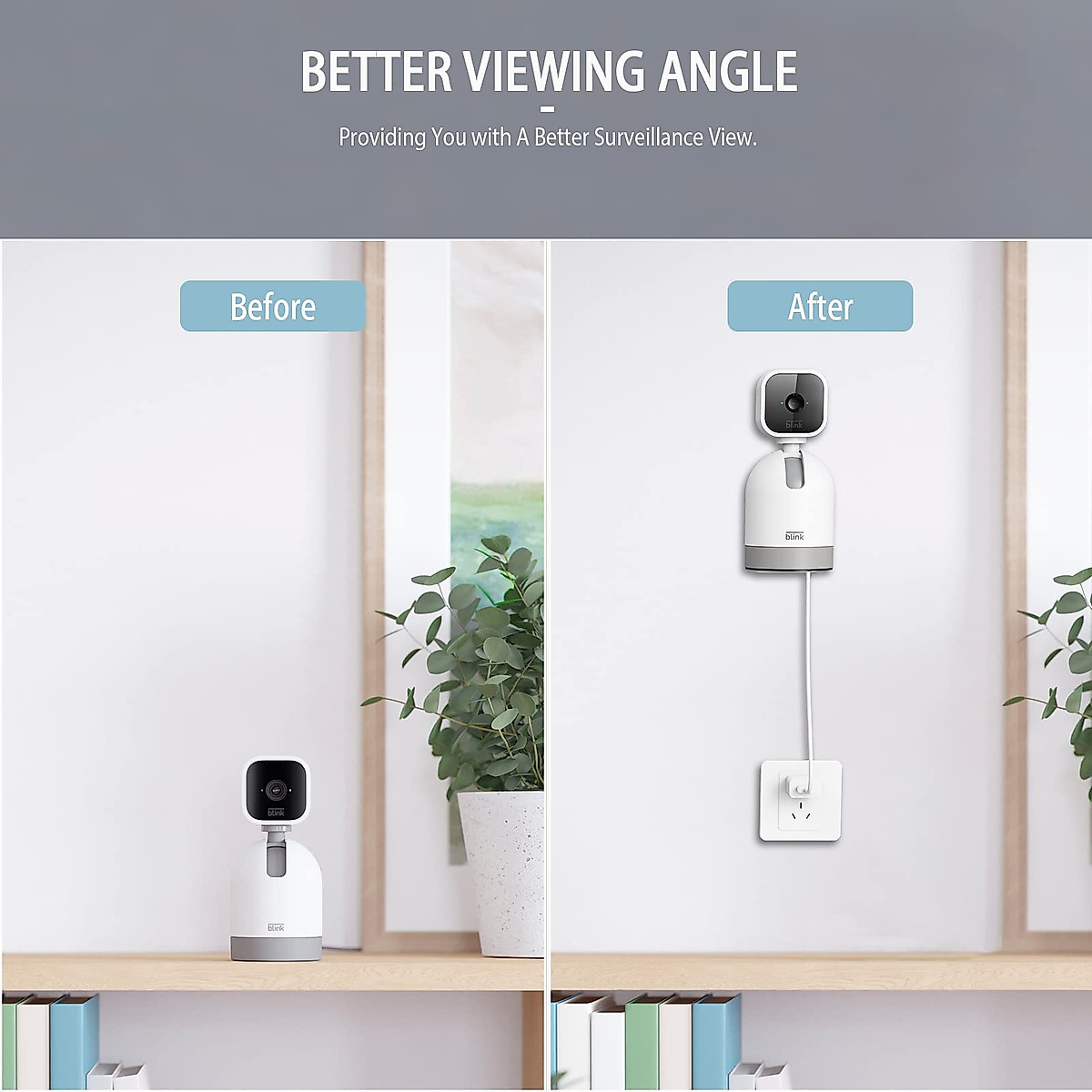 PUUUCI Wall Mount for Blink Mini Pan-Tilt Camera - Blink Mini Pan-Tilt Camera Black Stainless Steel Wall Mount Bracket/Holder for Home/Apartment/Office Indoor (1-Pack)