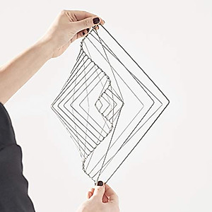 Atellani Square Wave | The Mesmerizing Kinetic Wind Spinner | Magical Calming Art Piece by Ivan Black (Silver)