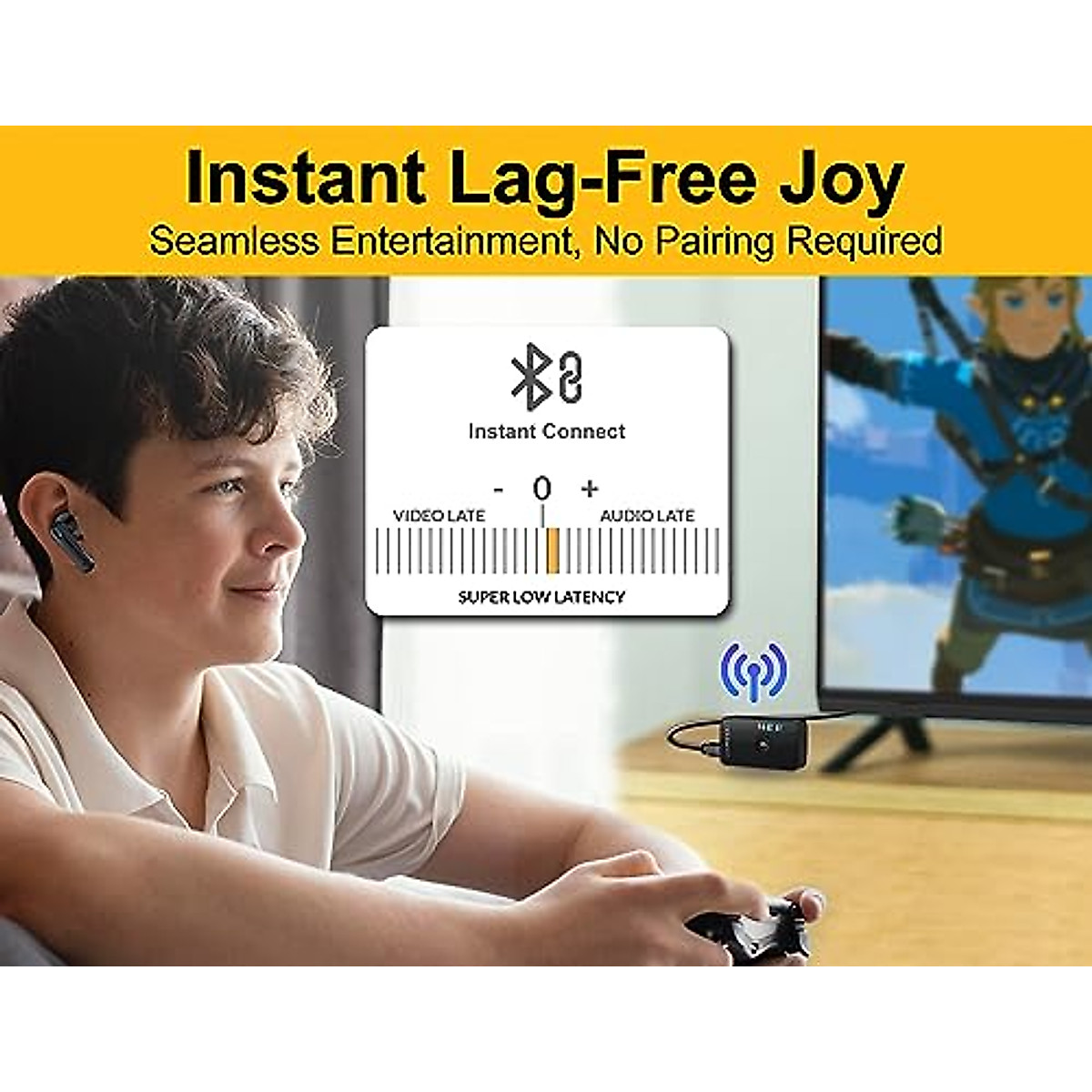 HomeSpot ANC True Wireless Earbuds with Bluetooth Transmitter Set for ...