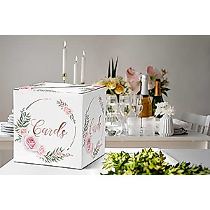 8”Card Box, Floral Cards Receiving Box, For Birthday, Wedding, Bridal or Baby Shower, Engagement, Retirements, Graduation, Money Box Holder, Party Favor, Decorations, 1 pte (Cabox006）