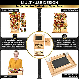 MARVELHAUS Large Charcuterie Board 19 pcs accessories, Cheese Board With Mountain Scene, Cheese Board & Knife Set, Bamboo Charcuterie Boards, Cheese Servers-Unique House Warming New Home, Wedding Gift