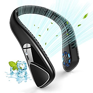 VEAHOOT Bladeless Neck Fan, Hands Free Battery Operated Fans Rechargeable,5000mAh Personal Portable Fan with 360° Cooling,3 Speeds Travel Sports Fan for Outdoor&Indoor(Black)