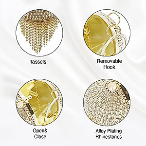 Olixi Women Evening Handbag, Round Ball Luxury Crystal Tassel Clutch Purse Rhinestone Hand bag for Wedding Party
