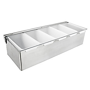 New Star Foodservice 48032 Stainless Steel Condiment Dispenser with 5 Compartments (NO ICE Tray Included)
