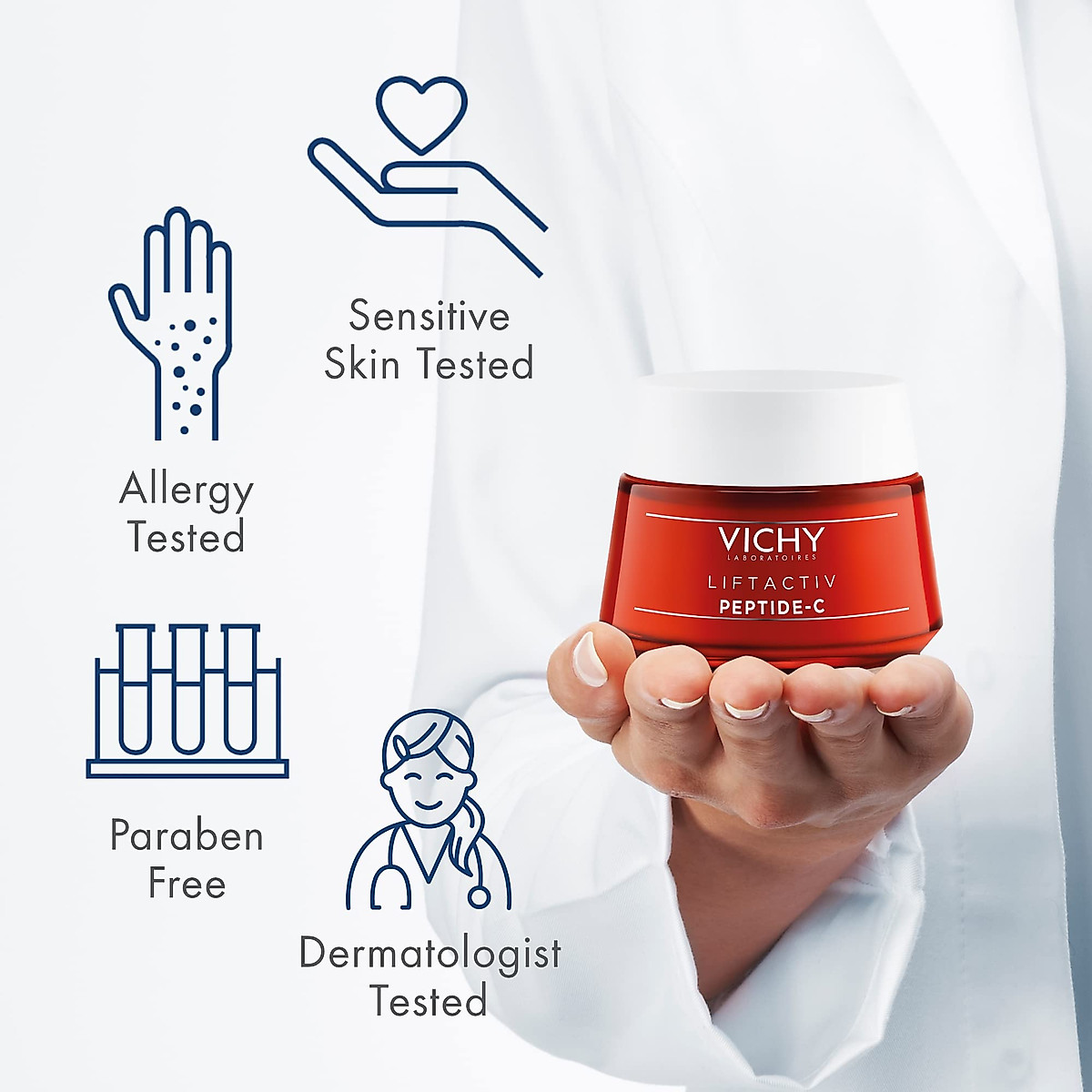 Vichy LiftActiv Peptide-C Anti-Aging Moisturizer, Vitamin C Face Cream with Collagen Peptides to Reduce Wrinkles, Firm and Brighten Skin, Paraben Free, 1.69 Fl Oz