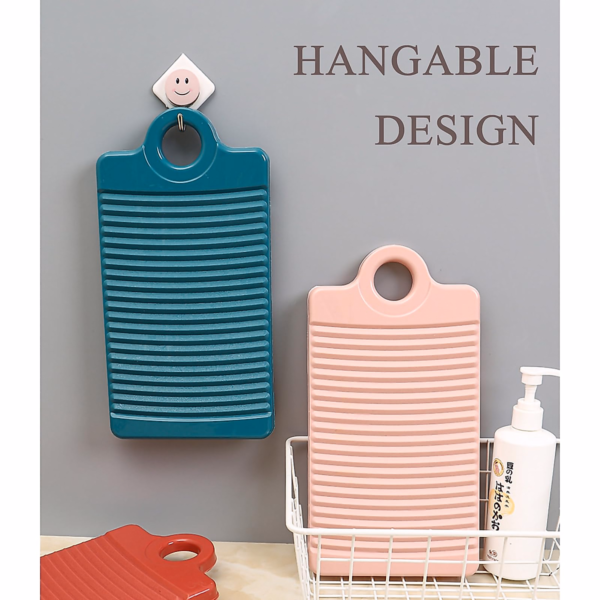 Mini Washboard for Hand Washing Clothes Portable Plastics Wash Board Household Scrub Board Washing Board for Laundry Home Dormitory Travel Small Delicate Articles Cleaning (Blue)