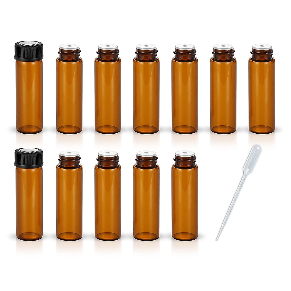 ZbFwmx 12 Pack Set Brown Screw Cap Glass Bottle Small Mini Empty Oil Amber Vial (5ml)