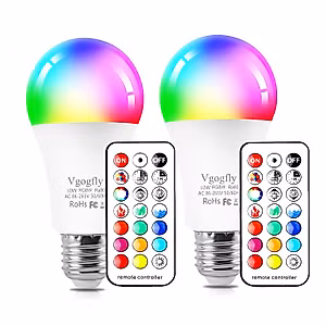 Vgogfly RGB Led Light Bulbs 10W Color Changing Light Bulb with Remote Control 5000k Daylight White (2 Pack)