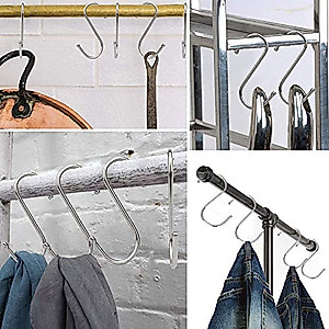 MroMax Stainless Steel S Hooks,65mm/2.56" Silver S Shaped Hook Hangers for Kitchen Bathroom Bedroom Storage Room Office Outdoor Multiple Uses, 10Pcs