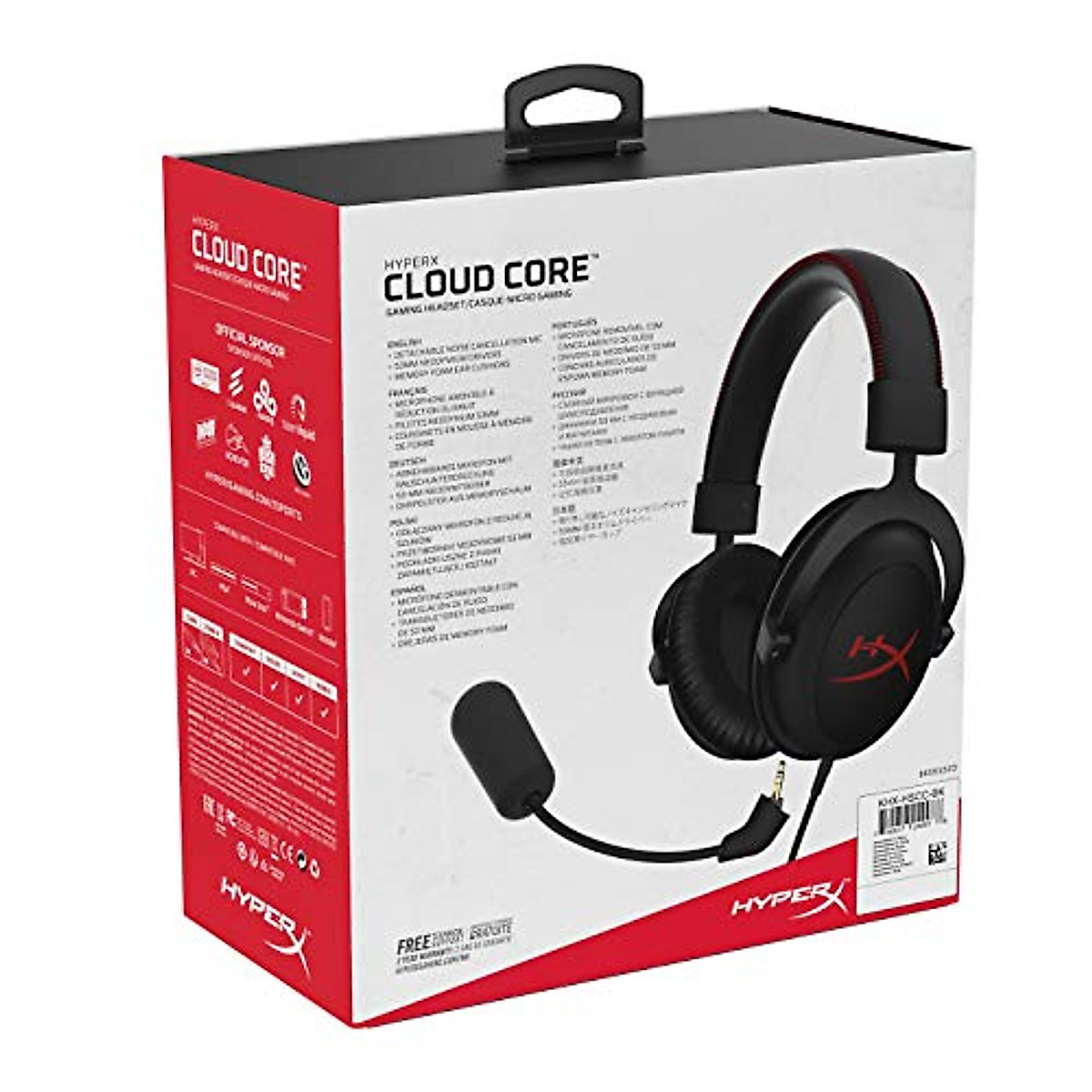 HyperX (KHX-HSCC-BK) Cloud Core Gaming Headset - Durable Aluminum Frame - 53MM Drivers - Detachable Microphone - Works with PC/PS4 and Xbox One, Nintendo Switch