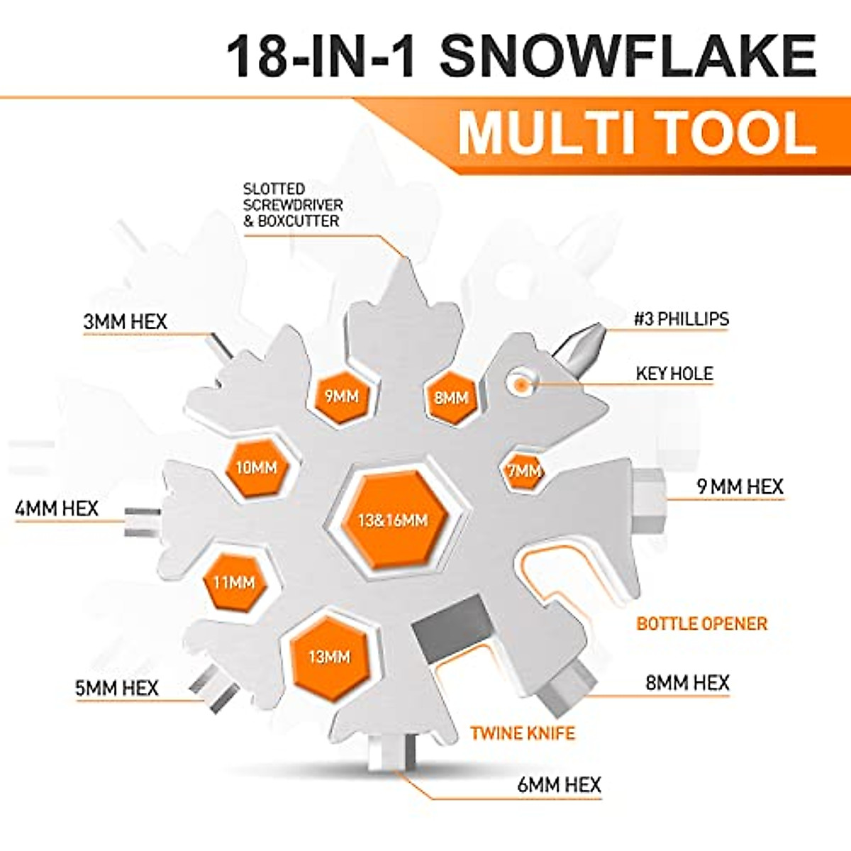 Stocking Stuffers Gifts for Men, 18-in-1 Snowflake Multitool and Universa Socket Christmas Gifts for Men, Cool Gadgets Tools for Men, Gifts for Dad Husband, Boyfriend, Unique Dad Gifts from Daughter