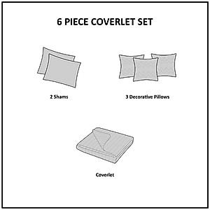 Madison Park Reversible Quilt Cabin Lifestyle Plaid Design - All Season, Breathable Coverlet Bedspread Bedding Set, Matching Shams, Full/Queen(90"x90"), Red 6 Piece