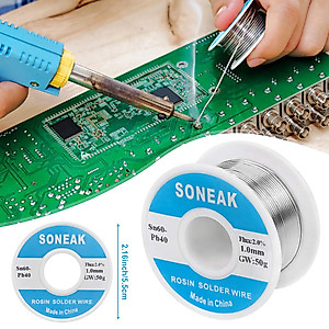 SONEAK 60/40 Tin Lead Solder With Rosin Core For Electrical Soldering 1.0mm 50g