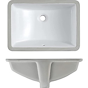 Lifezcime 18 x13 inch Undermount Rectangle Bathroom Sink U-shape Base with Overflow Pure White Porcelain Ceramic Lavatory Vanity Bathroom Vessel Sink Drop In Bathroom White Sink Wash Basin
