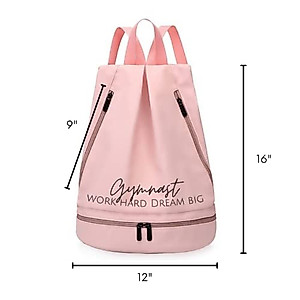 GymnasticsHQ Gymnastics Backpack - Small Work Hard, Dream Big Gymnast Bag (Black)