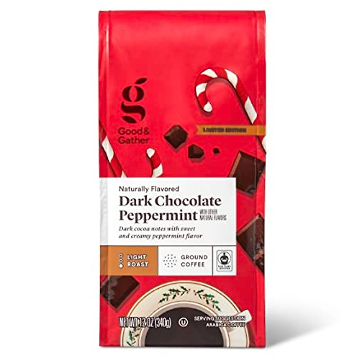 Dark Chocolate Peppermint Light Roast Coffee Ground Coffee 12oz Good & Gather