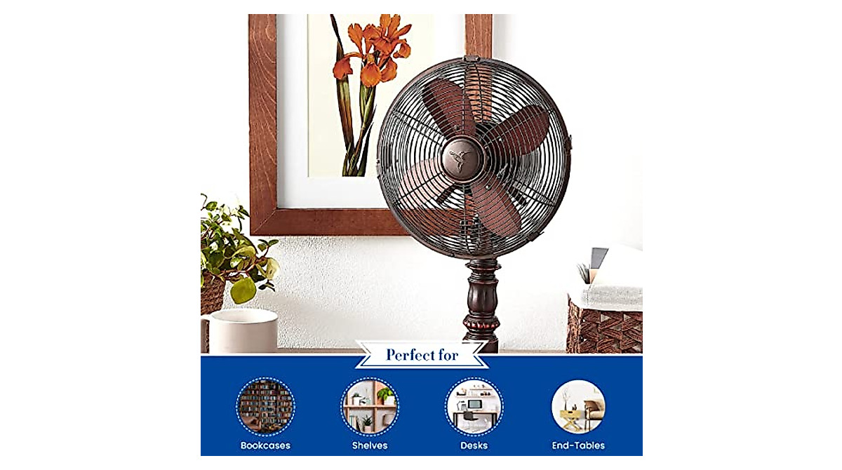 DecoBREEZE Oscillating Table Fan - Elegant & Portable