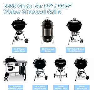 Adviace 21.5 Inch 8835 Cast Iron Grill Cooking Grates Replacement for 22.5" Weber Master-Touch, 22.5" Charcoal Smoker, Weber 22 Inch Kettle, Premium 22 Inch Charcoal Grill, 22" Weber Performer Premium