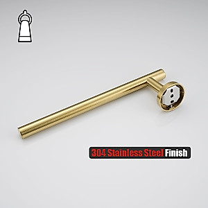 JQK Hand Towel Holder Towel Ring Gold, Thicken 0.8mm 304 Stainless Steel Bathroom Hand Towel Bar, 9 Inch Wall Mount Towel Rack Hanger, Brushed Gold, THH110L9-BG