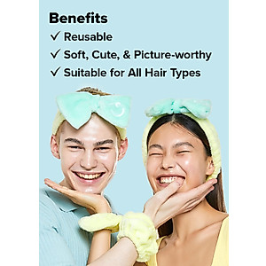 I DEW CARE Face Wash Headband & Scrunchie Set - Perfect Spa Pair | Adorable Design, Washing & Cleansing, Makeup and Spa, Quick Dry, Soft & Fuzzy, Non Slip, Teen Girls Stuff, Reusable