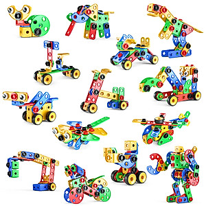 Jasonwell STEM Toys Building Blocks - 116 PCS Educational Construction Tiles Set Engineering Kit Learning Resources Christmas Birthday Gift for Toddlers Kids Ages 3 4 5 6 7 8 9 10 Year Old Boys Girls