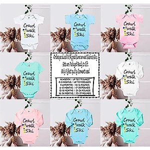 Crawl Walk Ski -Cute Snow Skiing winter sports Baby bodysuit onesie & bib Set
