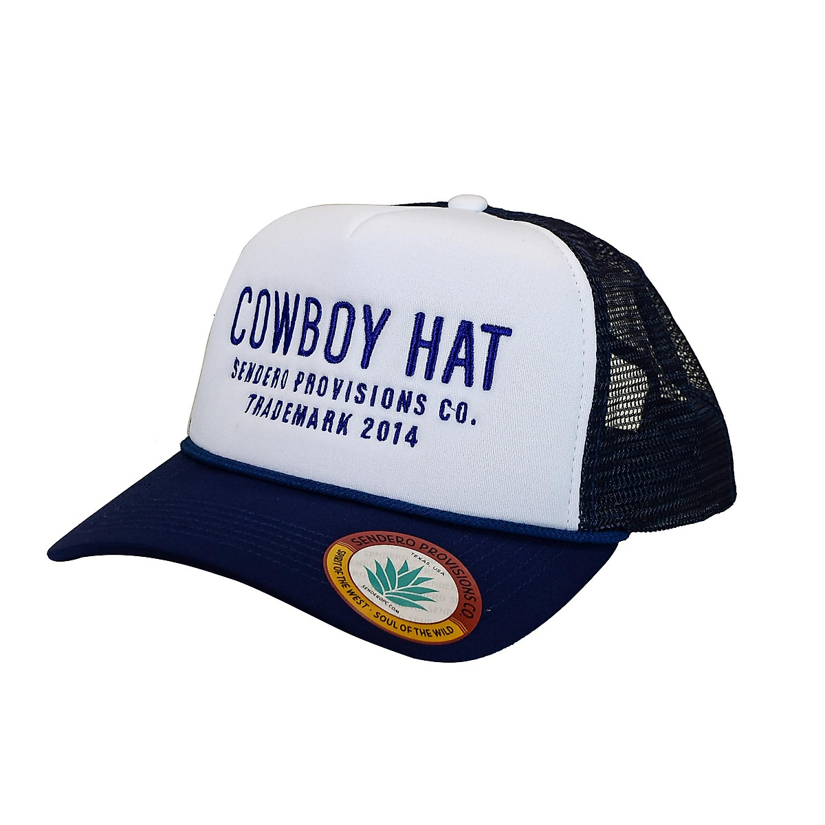Sendero Provisions Co. Cowboy Hat Embroidered Logo Snapback Trucker Cap One Size (Blue/White)