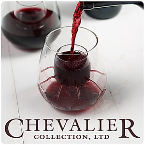Stemless Aerating Wine Glasses (Set of 2) by Chevalier Collection – Patented Wine Glasses with Built In Aerator