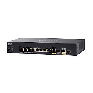 Cisco SG250-10P Smart Switch with 10 ports Gigabit Ethernet (GbE) Ports, 2 Gigabit Ethernet Combo SFP, 62W PoE, Limited Lifetime Protection (SG250-10P-K9-NA)