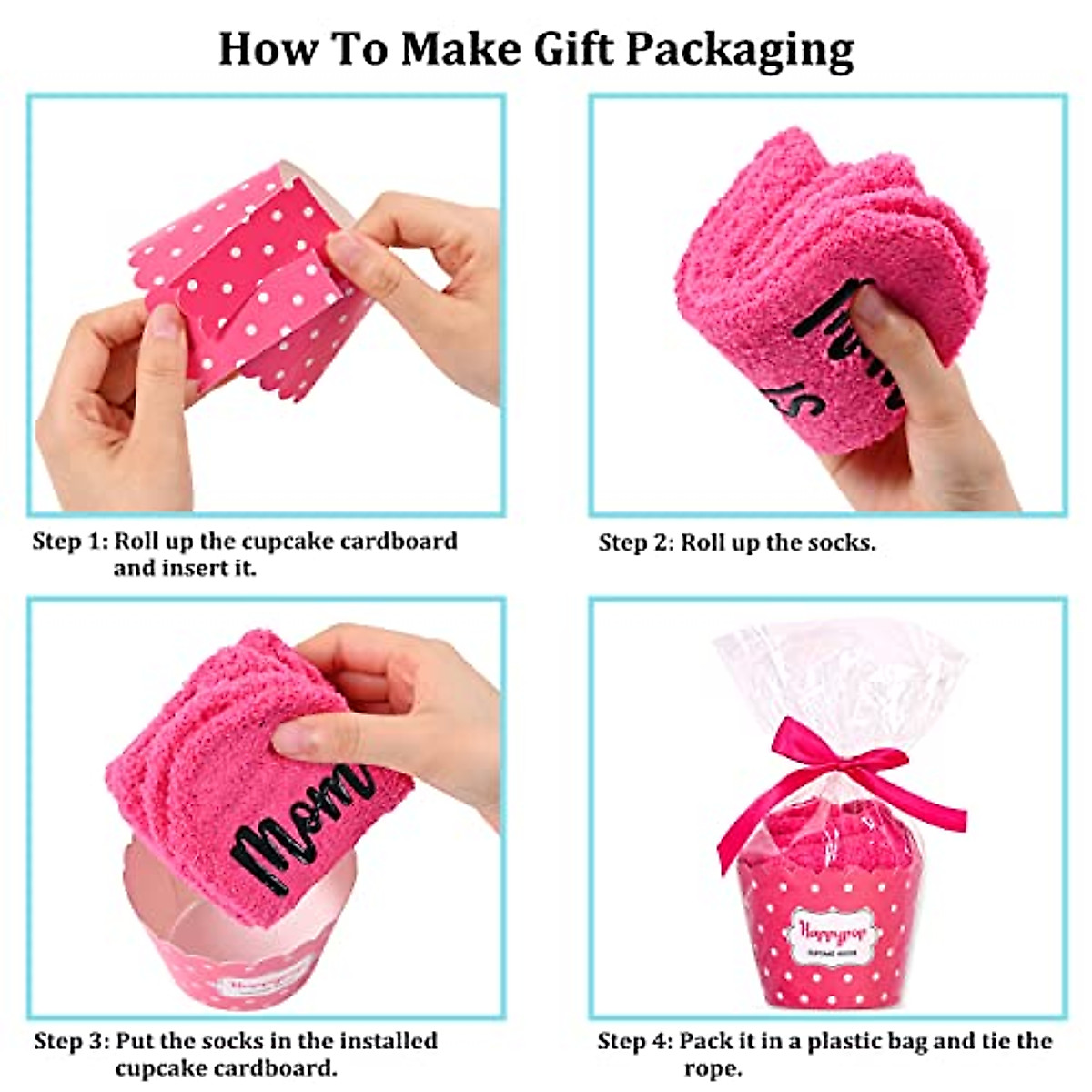 HAPPYPOP Women Funny Silly Crazy Fuzzy in Cupcake Packaging, Gifts Her Socks, Mom Dark Pink, Medium