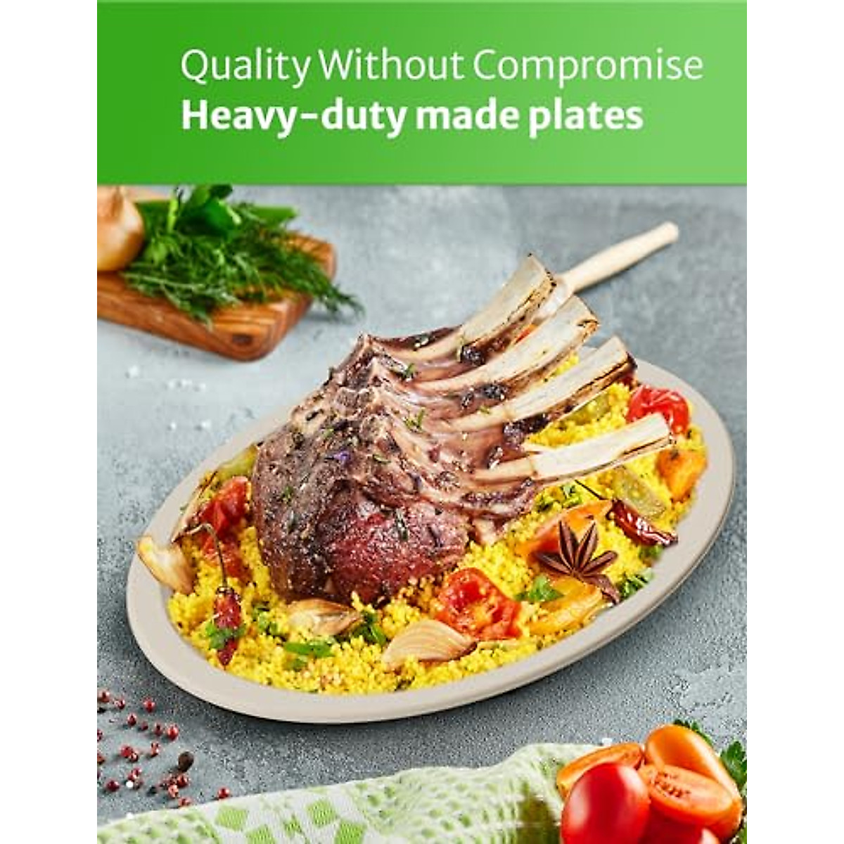 Teoox 100% Compostable Oval Plates Biodegradable Plates, BPI-Certified Eco Paper Plates, Bagasse Platter Plates, Recyclable Paper Plates, Sugarcane Plates (12.5 Inch - 40 Count)