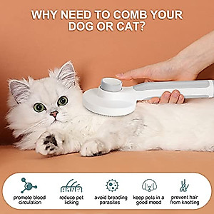 AUBERRY Self Cleaning Slicker Brush,Long & Short Hair Pets Gently Removes Loose Undercoat, Mats and Tangled Hair Dog & Cat Grooming Brush, Skin Friendly(GREY)