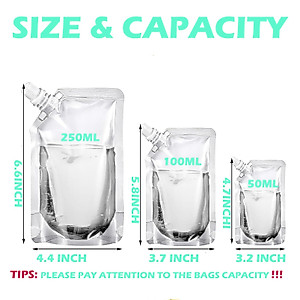 12Pcs Plastic Flask Pouches Cruise Pouch Reusable Sneak Travel Drinking Leak-Proof BPA-Free for Travel Outdoor Sports Concerts Events (12pcs:4 * 8oz, 4 * 4oz, 4 * 1.7oz)
