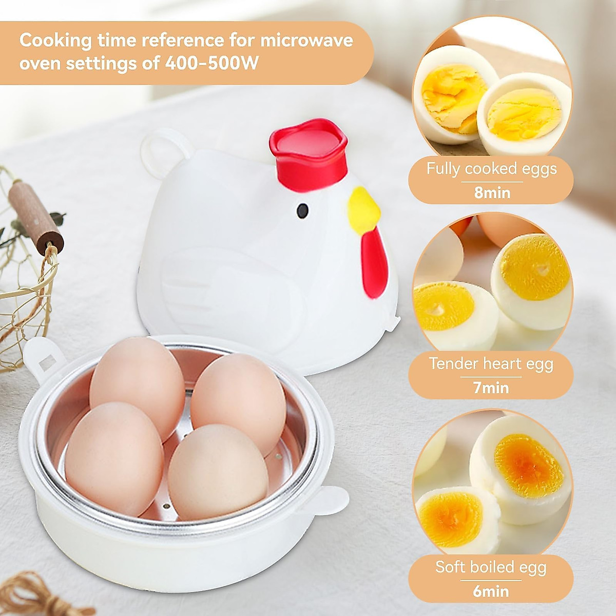 Egg Cooker, Microwave Hardboiled Egg Maker 4 Egg Egg Boiler Steamer Chicken Shape Egg Poacher Egg Poacher Egg Cooker Microwave