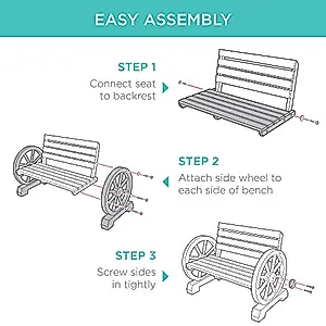 Best Choice Products 2-Person Wooden Wagon Wheel Bench for Backyard, Patio, Porch, Garden, Outdoor Lounge Furniture w/Rustic Country Design, Slatted Seat and Backrest - Brown
