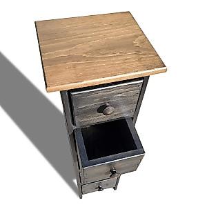 Peaceful Classics Tall Skinny Drawers for Small Spaces with 5 Drawer Storage Organizer - Amish Furniture Cabinet for Bathrooms, Living Room, Kitchen - 10"D x 10.75"W x 37"H - Mocha