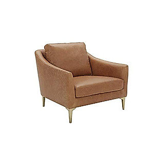 Amazon Brand – Rivet Alonzo Contemporary Leather Living Room Accent Chair, 39"W, Cognac