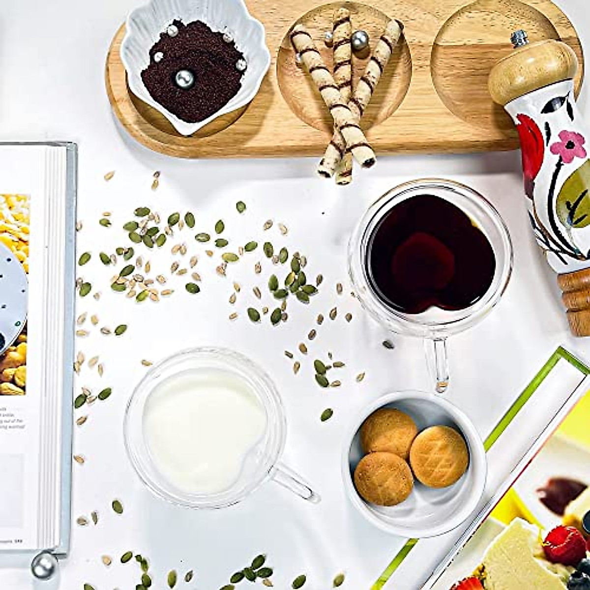 HCA Outdoors Double Walled Glass Coffee Mugs, 8.5oz/250ml Insulated Espresso Cups, Teacup, Clear Glasses Cappuccino Mug (Set of 2) Heart Shaped