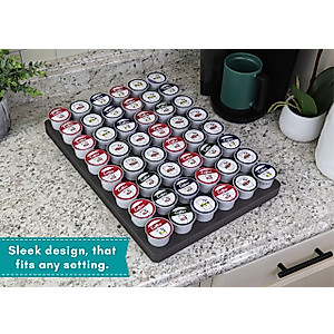 Polar Whale 2 Coffee Pod Storage Organizers Tray Drawer Insert for Kitchen Home Office Waterproof 12.6 x 17.9 Inches Holds 48 Compatible with Keurig K-Cup Durable Dark Gray Foam Made In The USA