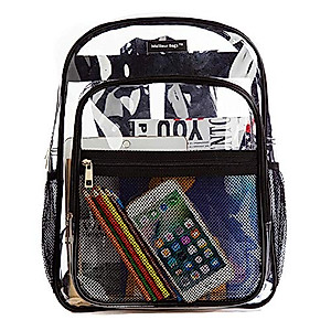Meilleur Heavy Duty Clear Backpack Multi-Pocket Reinforced Padded Straps Book Clear Bag Backpack Transparent Durable School Bag Ideal for Mobile Laptop Casual Daypacks Adults