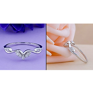 Dazzlingrock Collection 0.13 Carat (Ctw) Round Lab Grown White Diamond Leaf Design Carved Fashion Wedding Band for Women in in 925 Sterling Silver, Size 6.5