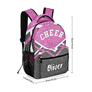 XOZOTY Rose Red Cheer Cheerleader Backpack Personalized Name Bag Bookbags Daypack for Kids Adult