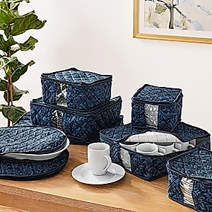 Homewear 8-Piece Hudson Damask China Storage Container Set, Navy