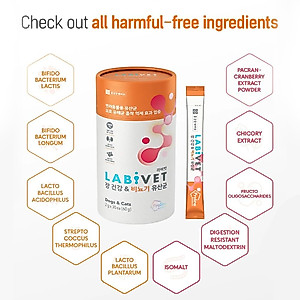 Labivet Probiotics for Dogs and Cats, Gut Health & Urinary Supplements Powder Probiotic Dog Supplement, 30 Count (Pack of 1)