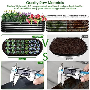 Bluyard Raised Garden Bed 8x2x1.4 ft Zinc-Aluminum-Magnesium Coated Steel Planter Box Outdoor with Rubber Edge Tools and Gloves 9-in-1 Garden Bed Kit for Vegetables Flowers Fruits and Herbs, Dark Gray