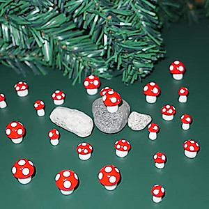 HADDIY Mini Mushrooms Decorations,60 Pcs Tiny Resin Miniature Mushroom Figurines for Crafts,Bonsai and Fairy Garden Accessories(Red)