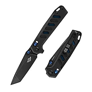 OKNIFE Rubato Pocket Knife, Tanto Style EDC Folding Knife with 154CM Stainless Blade and G10 Handle for Camping Indoor and Outdoor Activities (Black)
