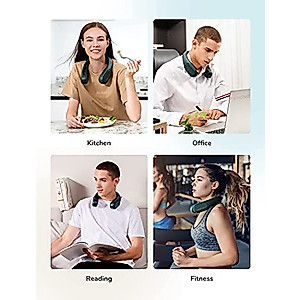 JISULIFE Four Turbo Neck Fan, Upgraded Bladeless Portable Neck Fan with Rechargeable 3 Speeds Wearable Design, Battery Operated Powerful Fan, Personal Hand Free Strong Neck Fan - Green